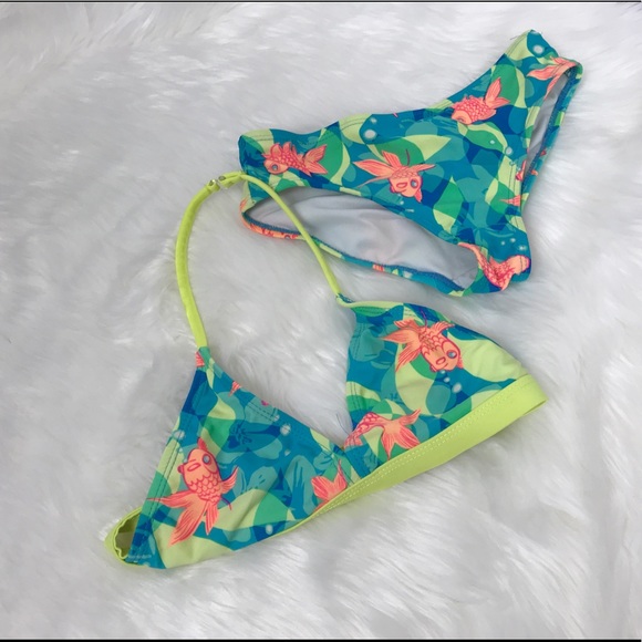 OP | Swim | Op Girls Bikini Size 66x Multi Color Fish Design | Poshmark
